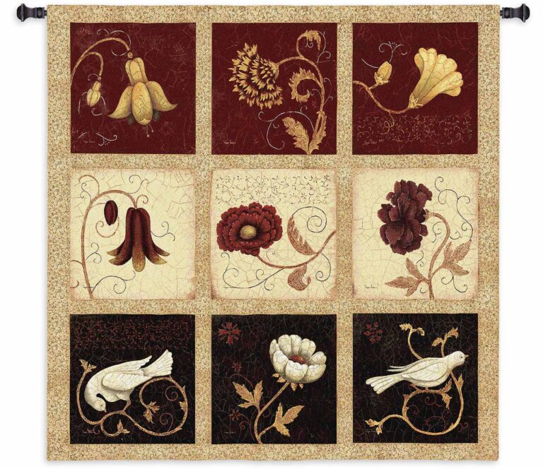 Floral Fresco Collage Cotton & Chenille Tapestry | Art & Home
